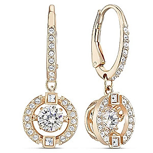 SWAROVSKI Una Pierced Drop Earrings with Dancing Crystal and Matching Pavé on a Rose-Gold Tone Finish Setting, Part of the Swarovski Una Collection