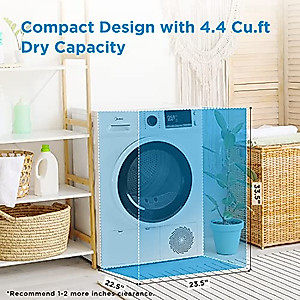 Midea MLE25H7BWW Heat Pump, Ventless Front Load Dryer Stackable Washing Machine, Energy Efficient and Space Saving, 4.4 Cu.ft, White