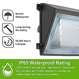 CRRYDINFFE LED Wall Pack Light 60W with Dusk-to-Dawn Photocell, 7800LM (130LM/W) 5000K Daylight, 300W HPS/MH Equivalent, DLC/ETL Listed, IP65 Waterproof Commercial Outdoor Wall Pack Lighting