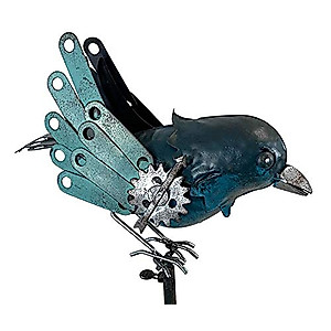 Esschert Staked Metal Mechanical Bluebird Rocker, 54" H