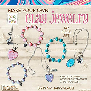 Hapinest Make Your Own Clay Jewelry Arts and Crafts Kit for Girls Gifts Ages 8 9 10 11 12 Teen Years Old and Up - 3 Bracelets and 3 Necklaces