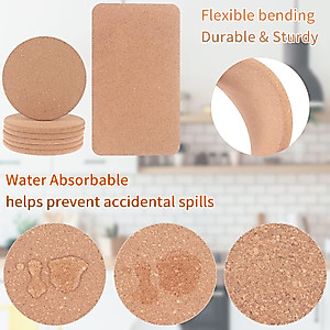 37YIMU 9 Pack Cork Trivet Set 12" x 7" Rectangle 6.3" Round Heat-Resistant Cork Mat High Density Thick Cork Coaster Hot Pads for Table Countertop Kitchen Hot Pots Pans Dishes Multifunctional Board