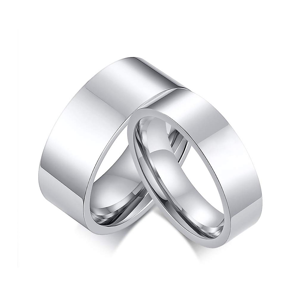 MZZJ Skeleton Hands Pinky Promise Couple Rings 8MM&6MM High Polish Minimalist Classical Stainless Steel Initial Flat Wedding Band Ring Set,Anniversary Birthday Gift for Boyfriend Girlfriend,Black