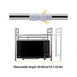 Kitchen Storage Rack 304 Stainless Steel Microwave Oven Shelf Kitchen Oven Shelf Single Layer with Retractable Length Storage Shelves