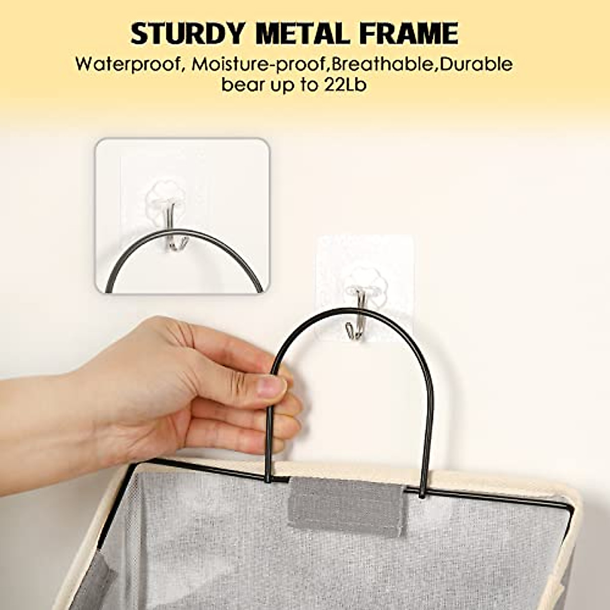 FJZZ Wall Hanging Storage Bag with Pockets, Upgrade Large Multifunctional Linen Cotton Wall Mounted Sundries Organizer for Hanging in Entryway, Dormitory, Bedroom, Bathroom- Sticky Hook Included