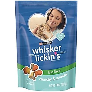 Purina Whisker Lickin's Cat Treats, Crunchy & Yummy Tuna Flavor - (4) 10 oz. Pouches