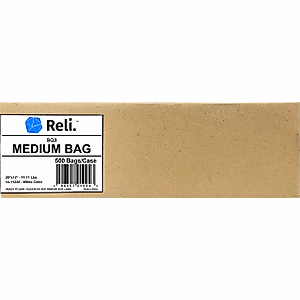 Reli. Take Out/To Go Bags (500 Count Bulk) (Medium 20" L x 9.5" W x 12" H) White Carry Out Shopping Bag, Die Cut Handle, Square Bottom, Reusable - Food Service, Restaurant, Catering, Delivery
