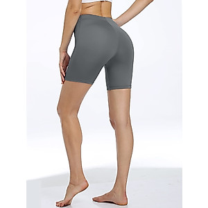 CADMUS Women's 8" High Waisted Biker Yoga Athletic Compression Shorts,3 Pack,1014,Black,Grey,Navy Blue,Small