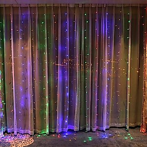 BlueSpace Outdoor LED String Lights Waterproof Window Curtain Lights Indoor Fairy Light 10ft for Xmas Wall Garden Home Decor Patio Lawn Wedding Halloween Party, Color