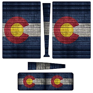 Colorado Flag Pattern on Wooden Full Protective Skin Cover Design Wrap Decal Sticker Compatible with PS5 Digital Edition Console and Controller