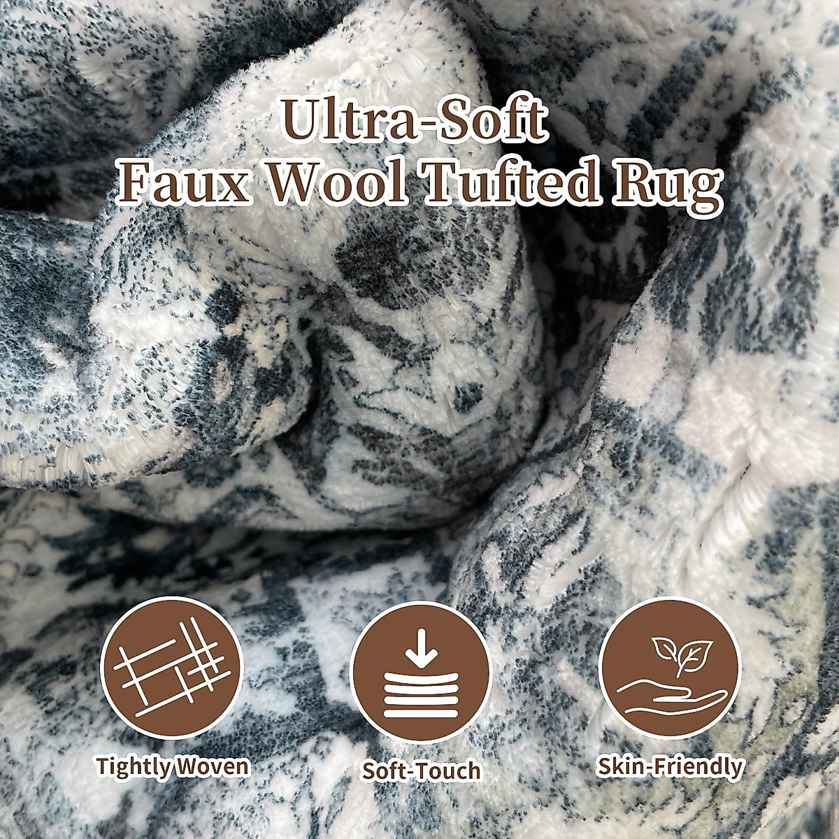 KOZYFLY Small Area Rug 2x3 Ft Rugs for Entryway Washable Boho Entry Rug Non Slip Door Mat Indoor Entrance Grey Faux Wool Vintage Printed Kitchen Rug Throw Rugs for Entrance Kitchen Bathroom