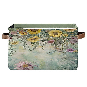 Coikll Sunflower Storage Bin for Toy Storage Basket Dirty Clothes Sundries Office Home Closet Organizer Shelf Cube Box Waterproof Laundry Basket-1PC