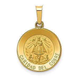 IceCarats 14K Yellow Gold Caridad Del Cobre Medal Necklace Charm Pendant 22mm x 15mm Only