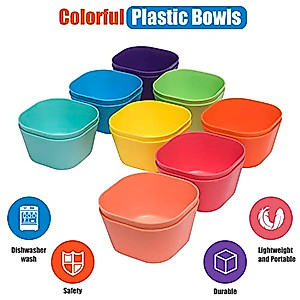 Klickpick Home 15 ounce Bowls Set Of 16 Kids colorful Snack Bowls set Toddlers Cereal Bowl Set Children Bowl Kid Microwave Dishwasher Safe BPA Free Bowls - 8 Colors