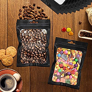 100 Pieces Smell Proof Bags,4 x 6 Inch Resealable Mylar Ziplock Food Storage Bags with Clear Window Coffee Beans Packaging Pouch for Food Self Sealing Storage Supplies (Black)