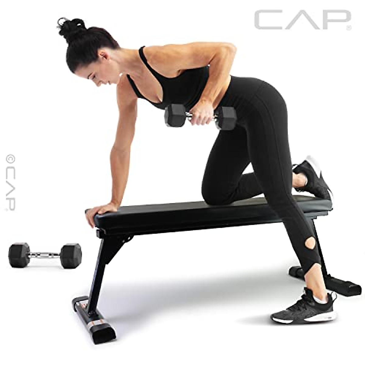 CAP Barbell Strength Premium Foldable Flat Bench, Black (FMIS-CS103F)