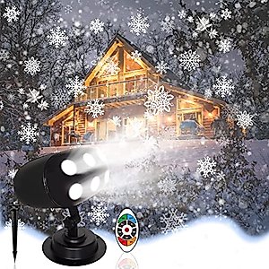 Christmas Snowflake Projector Lights, Lawn Lights Led Snowfall Lights Outdoor Patio Garden Decorative Lighting with Remote for Snow Decorative Christmas Holiday Wedding Indoor Home Party Decoration