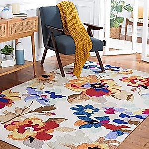 SAFAVIEH Four Seasons Collection 3'6" x 5'6" Ivory/Multi FRS509D Hand-Hooked Floral Area Rug