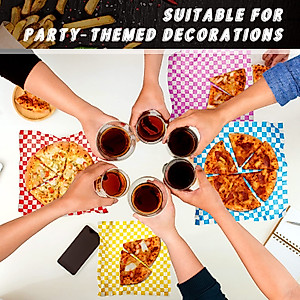 Fuutreo 800 Sheets Checkered Dry Waxed Deli Paper Sheets 12 X12 Inch Food Basket Liners Sandwich Wrapping Paper Hamburger Wrappers Wax Paper Deli Wrap for Kitchen Food Bread Hamburger, 8 Colors