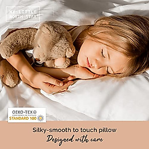 Toddler Pillow with Pillowcase - 13x18 Soft Organic Cotton Toddler Pillow for Sleeping - Washable Baby Nap Pillow - Travel Pillow for Kids - Toddler Sleeping Pillow Toddler Bedding (White)