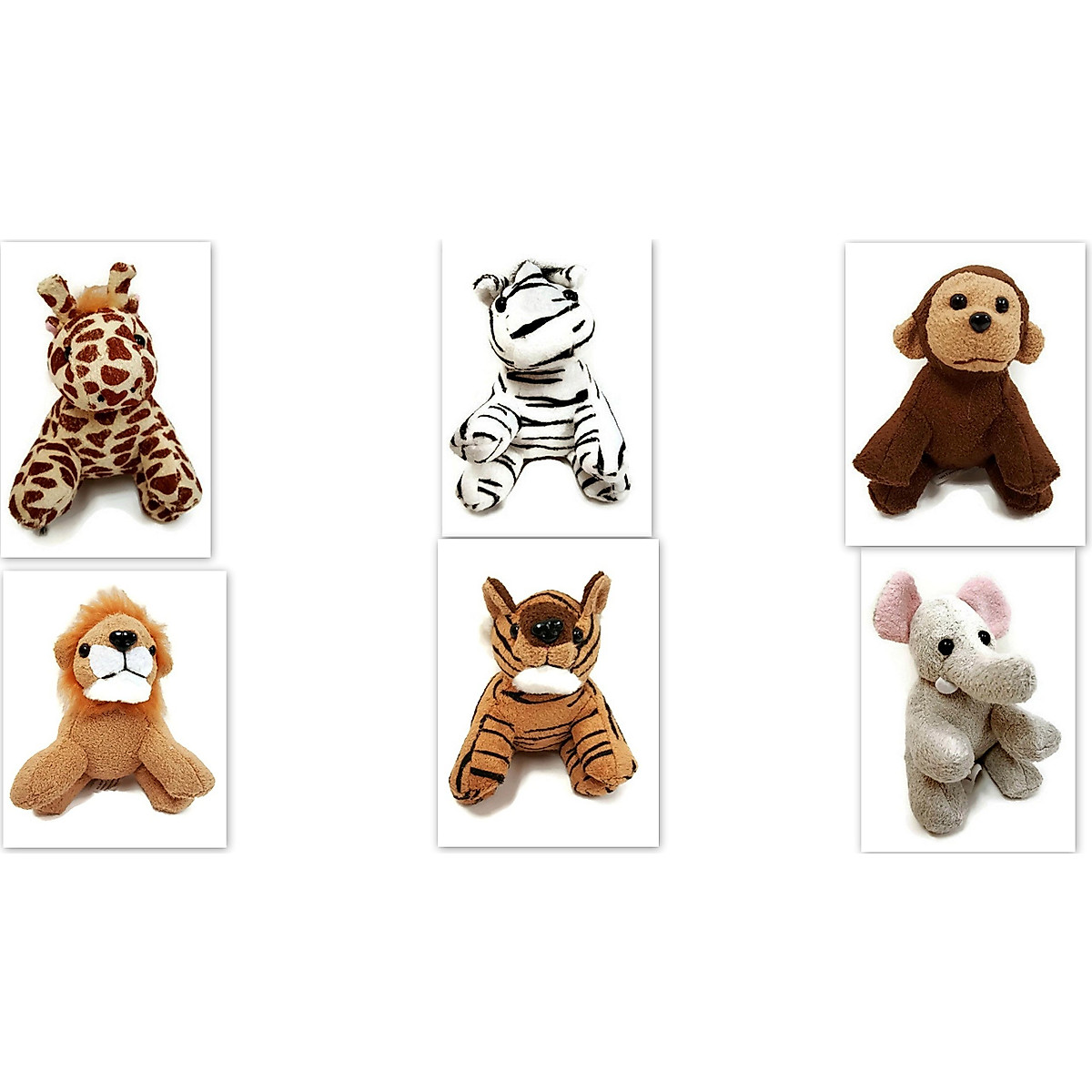 Playscene Suede Jungle/Zoo Animals, Assorted Suede Plush Jungle Animals (12 Piece Set)