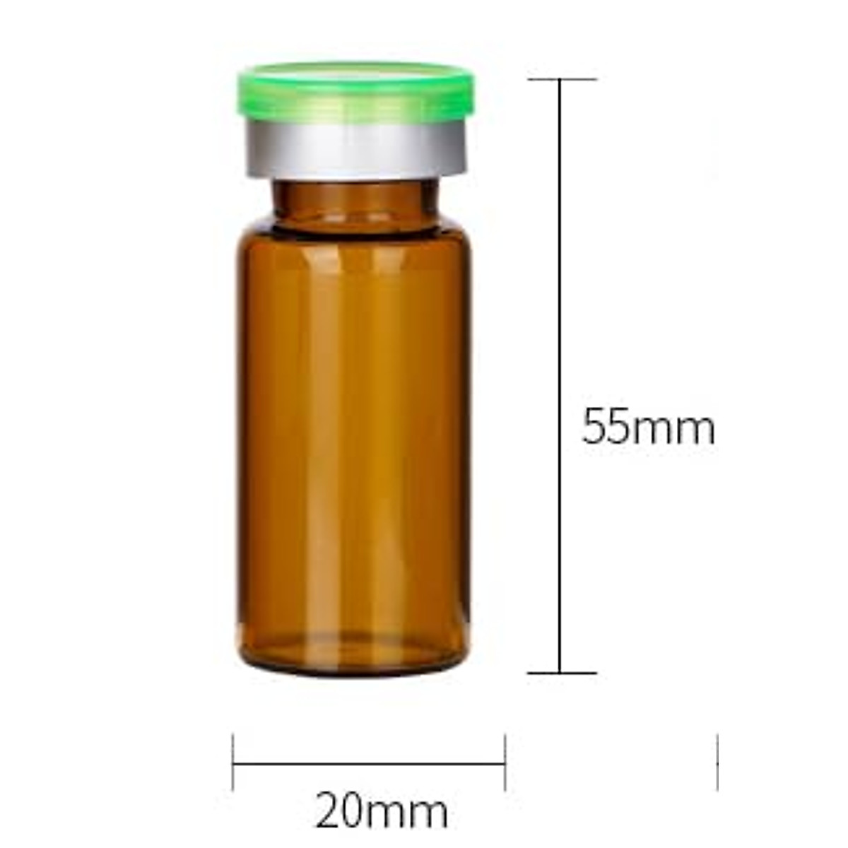 GISUREM 10ml Glass Bottle,Sterile Transparent Vial,Seals Empty Vials, Lab Sample Vial, Empty Vials with Self Healing Injection Port,with Flip Off Aluminum Cap (Transparent Borosilicate Glass A)