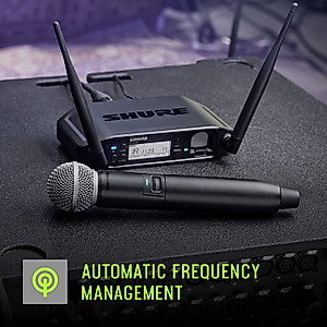 Shure GLXD124R+/85 Dual Band Pro Digital Wireless Microphone System for Church, Karaoke, Vocals - 12-Hour Battery Life, 100 ft Range | Handheld & Lavalier Mics, Single Channel Rack Mount Receiver