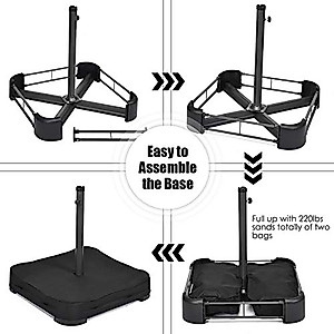 TANGKULA 15 Ft Solar LED Patio Double-Sided Umbrella with Base, Outdoor Twin Umbrella, Extra Large Umbrella w/ 36 Solar Powered LED Lights & Crank System for Garden, Deck, Poolside, Patio (Beige)