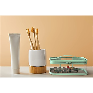 WANBAO 2 Pcs Transparent Makeup Bag Zipper Waterproof Portable Travel Storage Pouch, Pink Green