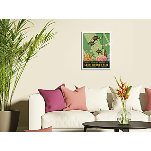 Great Barrier Reef - Queensland Australia - World's Premier Wonderland - Vintage Travel Poster by Noel Pasco Lambert c.1936 - Master Art Print (Unframed) 9in x 12in