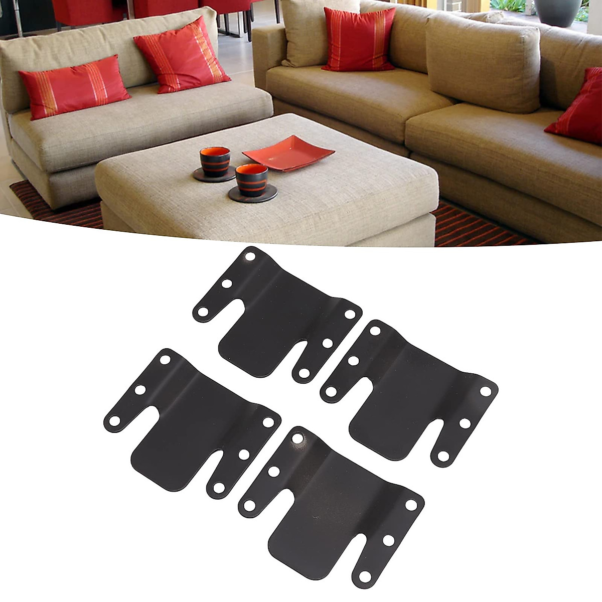 Sofa Interlocking Connector, 4 Sets Sofa Connector Bracket Sofa Interlocking Universal Iron 0.5CM Aperture Sectional Couch Bracket