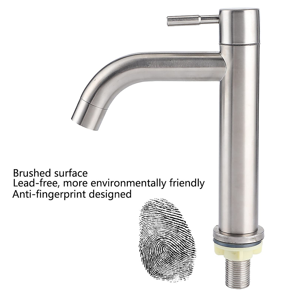 G1/2 Brushed Faucet, Stainless Steel Single Cold Faucet Wash Basin Water Tap Wrench Type Bathroom Faucet for Home Kitchen Bathroom Accessory (Cylinder Single Cold Faucet)