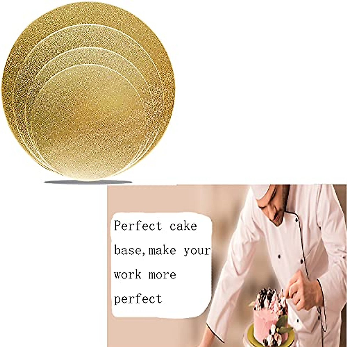 8 Pack Golden Cake BoardsRound Cake Circles 6, 8, 10, 12 Inch Cake Base Cardboard, 2 of Each Size Set for Baking Cake