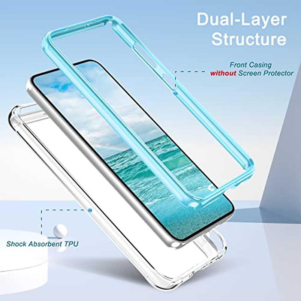 Turquiase for Samsung Galaxy S23 Plus Case with 2pcs Tempered Screen Protector&1pcs Len Camera Protector, Lightweight and Stylish Full Body Shockproof Protective Rugged TPU Case for Galaxt S23 Plus