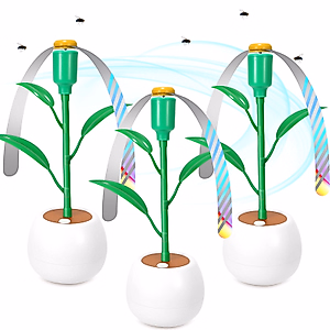 Fly Fans for Tables, Fly Repellent Fans Indoor Outdoor Food Fans Keep Flies Away, Fly Spinner Table Top with Holographic Blades, Bug Fans for Picnic, Party, BBQ (White, 3 Pack)