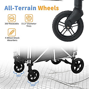 Stroller Wagon for 2 Kids, Wagon Cart Featuring 2 High Seat with 5-Point Harnesses and Adjustable Canopy, Foldable Push-Pull Rod Wagon Stroller for Garden, Stroller, Camping, Grocery Cart (Black-g)