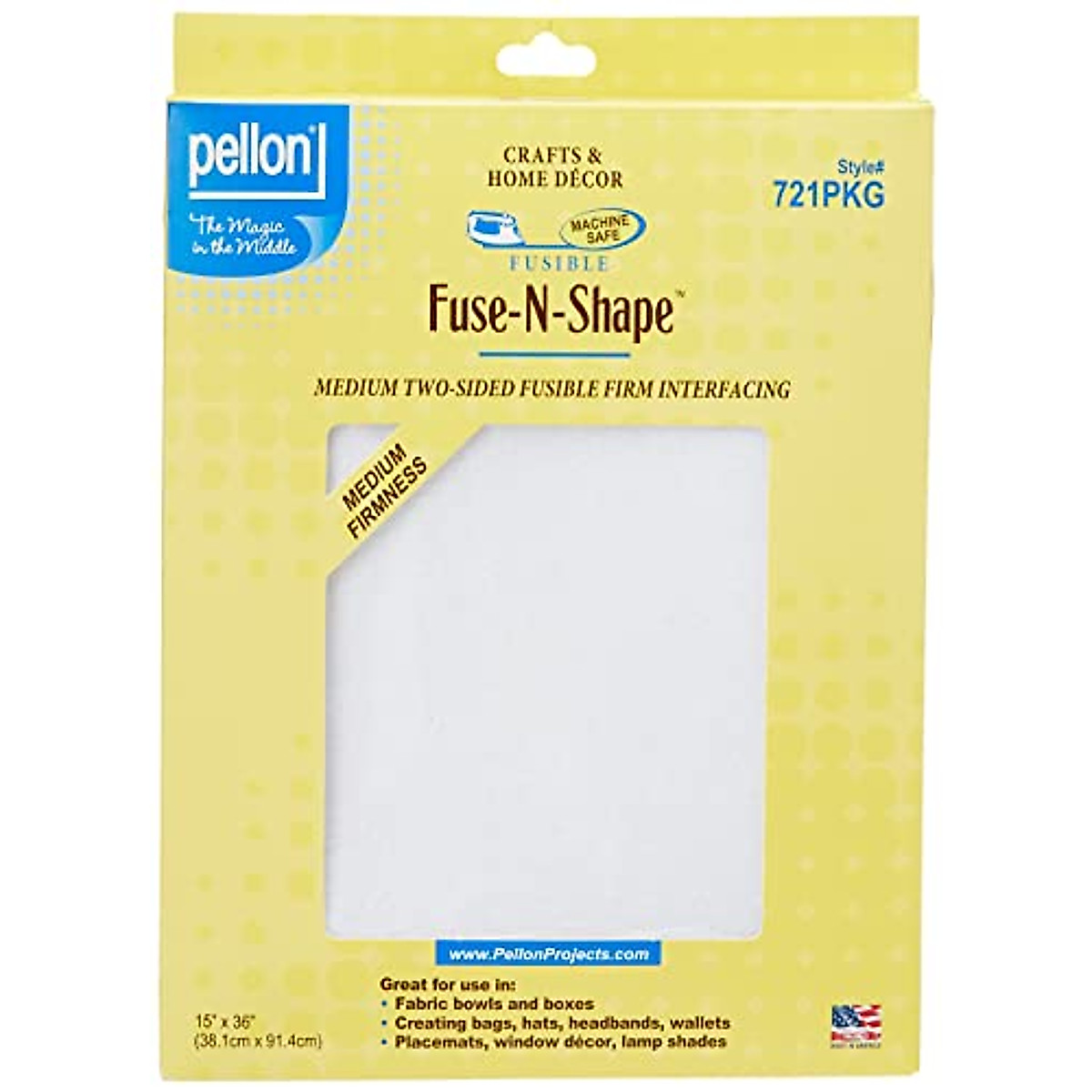 Pellon 721PKG Fuse-N-Shape Medium Weight Fusible Interfacing, 15" x 36", White