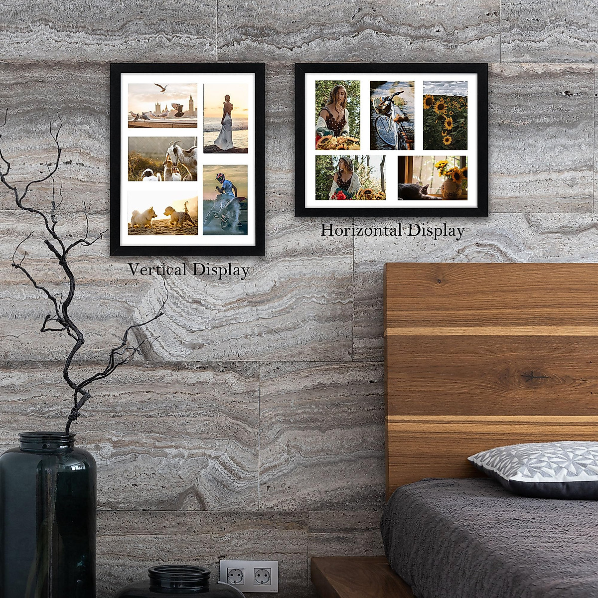 DUENPY 11x14 Collage Picture Frame, 4x6 Collage Picture Frame，Displays Five 4x6 inch Photos, or 11x14 (Without Mat) Available for Horizontal and Vertical Display，Black.