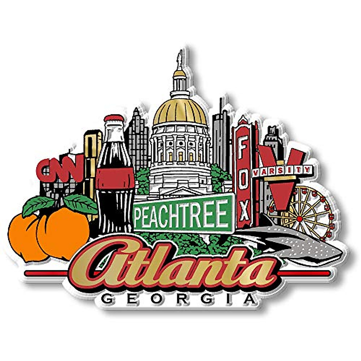 Atlanta City Magnet by Classic Magnets, Collectible Souvenirs Made in The USA, 4.2" x 3.2"
