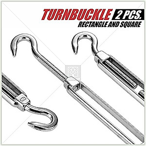 ColourTree Square & Rectangle Sun Shade Sail Canopy Awning Installation 24 PC Hardware Kits, 48 Ft (12 Ft x 4) Cable Wire Ropes