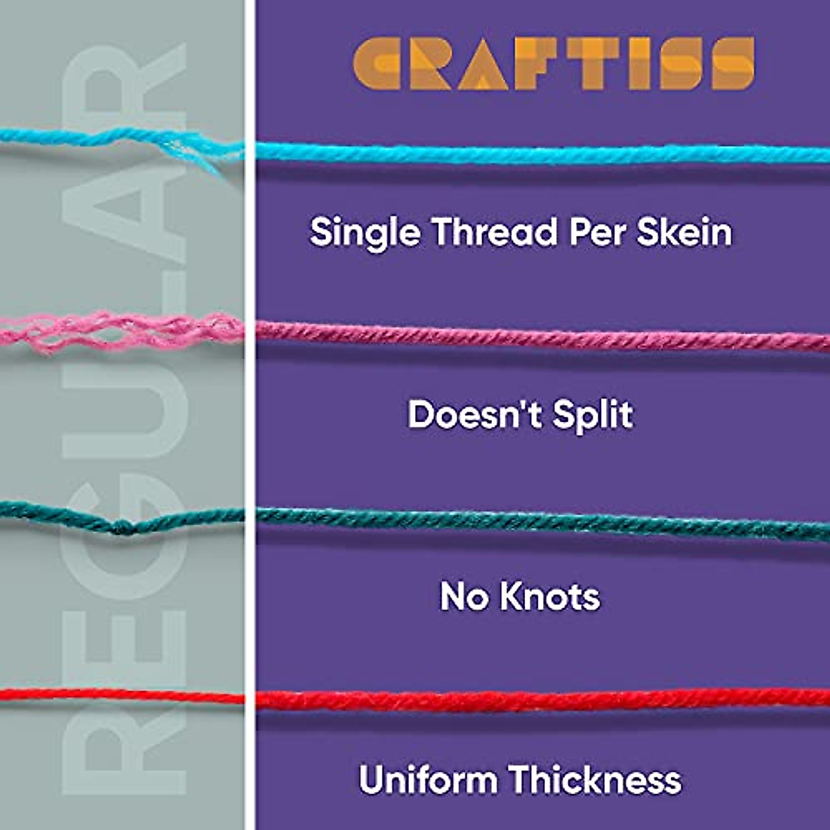 CRAFTISS 30x20g Acrylic Yarn Mini Skeins - 1300 Yards of Soft Yarn for Crocheting and Knitting Craft Project, Assorted Starter Crochet Kit Yarn Bulk for Adults and Kids