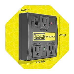 i-Socket Automated Vacuum Switch, Dust Control with Automatic Shutoff and Delay - Prevents Inrush Current from Circuit Overload