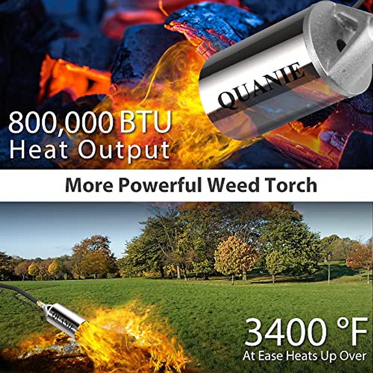 Propane Torch Burner Weed Torch High Output 800,000 BTU with 9.8FT Hose,Heavy Duty Blow Torch with Flame Control and Turbo Trigger Push Button Igniter,Flamethrower for Garden Wood Ice Snow Road (Blue)