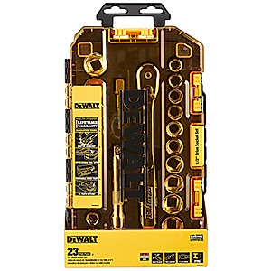 DEWALT Drive Socket Set, SAE/Metric, 1/2-Inch, 23-Piece (DWMT73813)