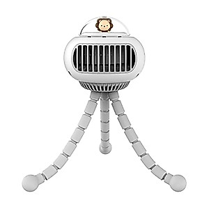 AIMHON Stroller Fan, 130° Oscillating Bladeless Clip On Fan with 4 Speeds, 4 Modes,,3600mAh Rechargeable Portable Fan, Flexible Tripod for Multi-scene Use (White)