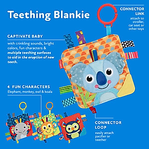 Nuby Teething Blankie, Characters Vary - Owl, Koala, Monkey, Elephant
