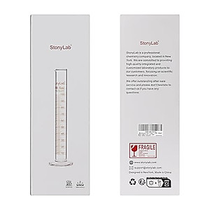 stonylab 1-Pack Graduated Cylinder, Borosilicate Glass 100 ml Heavy Wall Graduated Glass Measuring Cylinder
