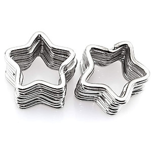 Heyous 10pcs Creative Flat Key Ring Silver DIY Metal Key Holder Keyring Keychain Hoop Loop Star Shape