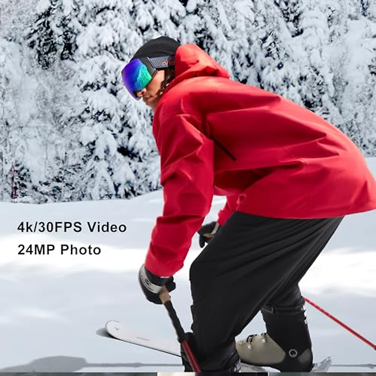 OhO Smart Ski Goggles, 4K Camera Snowboard Goggles with Adjusted View of Camera Recroding,UV Protection, Anti Fog (Men/Women)