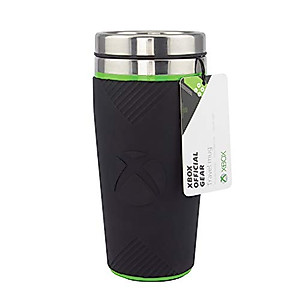 Paladone PP5688XB Xbox Insulated Travel Mug - Reusable 450ml Commuter Cup with Silicone Sleeve, Black